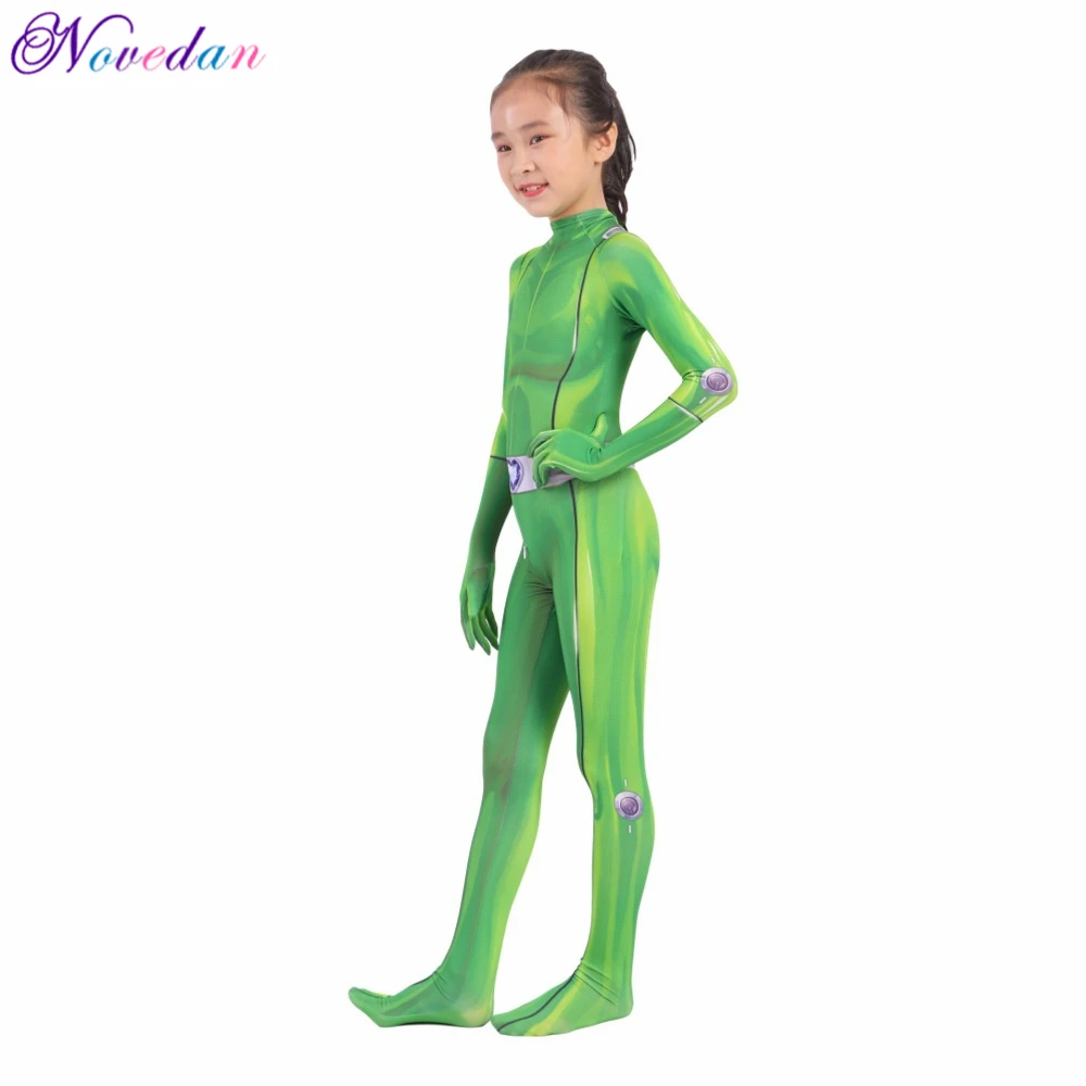 Kids Girls Totally Spies Cosplay Costume Zentai Suit Bodysuit Hero Jum ...