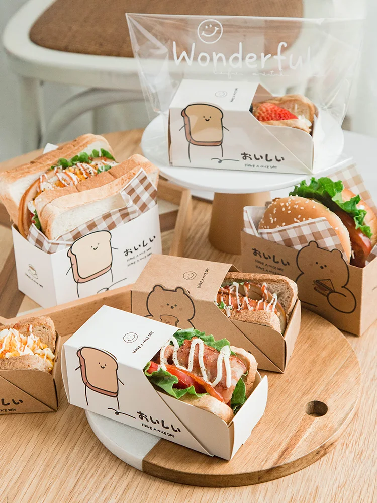 20pcs-lot-Sandwich-Packaging-Box-Takeaway-Bento-Disposable-Takeaway ...