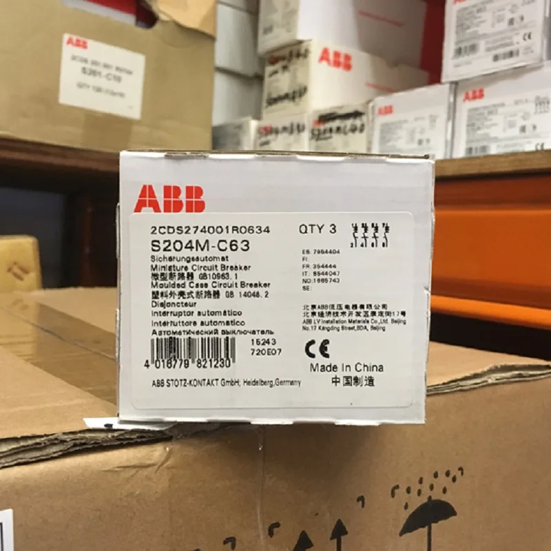 ABB Miniature Circuit Breaker S200-M series C type 4P S204M-C1 S204M-C6 S204M-C10 S204M-C16 ...