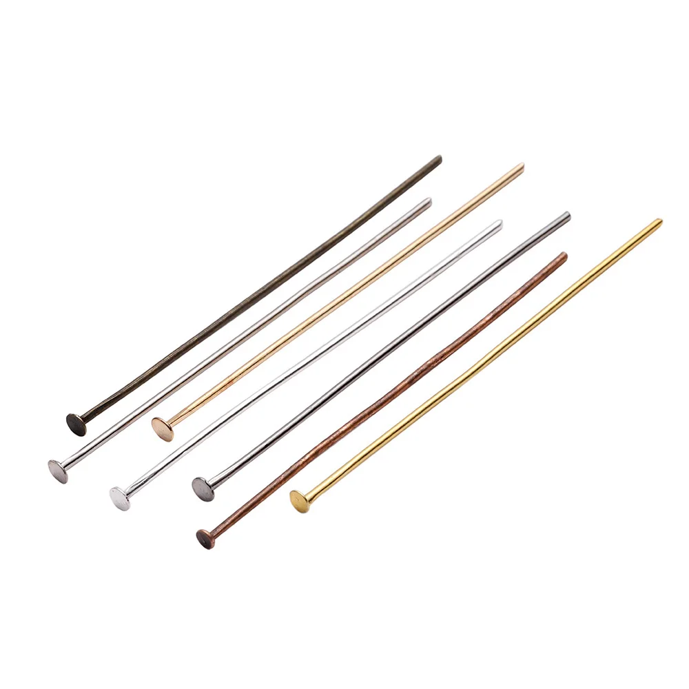 100/200pcs/lot 20 25 30 40 50 60 70 mm Metal Headpins Flat Head Pin ...