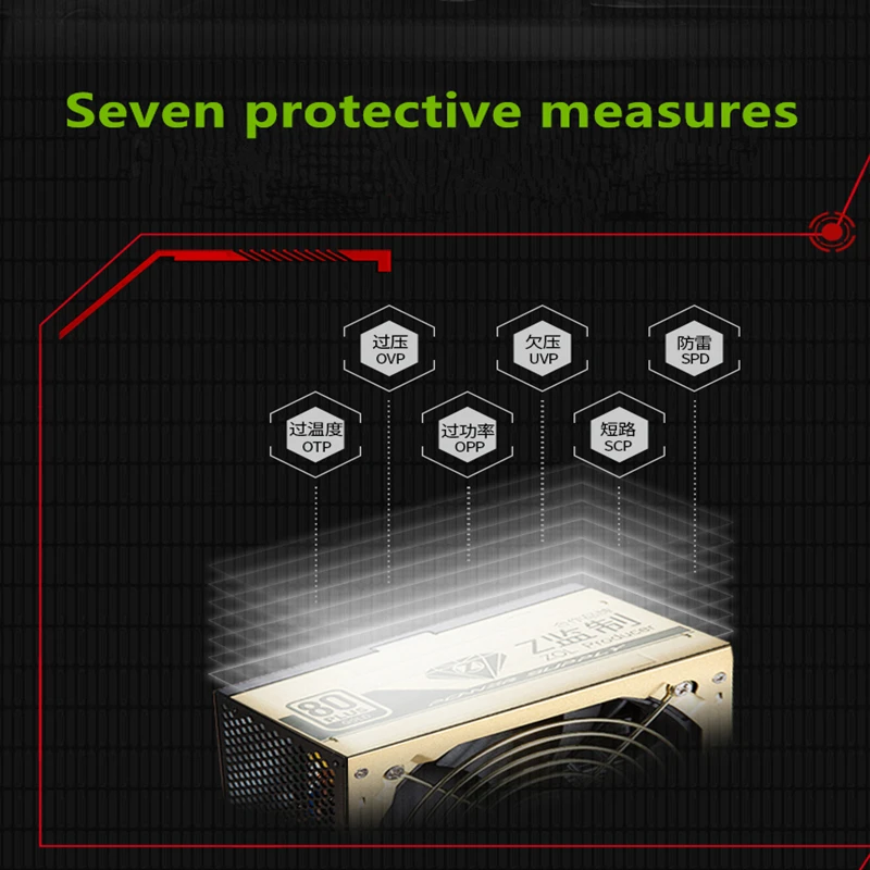 Original PC PSU For Golden Field Brand Ative RTX2080 Silence Rated 600W Peak 700W Switching ...