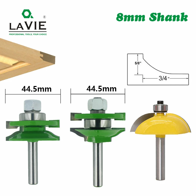 3pcs 8mm Shank Door Panel Cutters Raised Panel Cabinet Router Bit Set ...