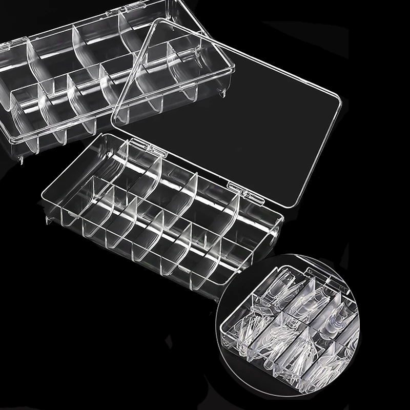 Transparent Empty Box False Nail Art Tips Storage Container Organizer ...