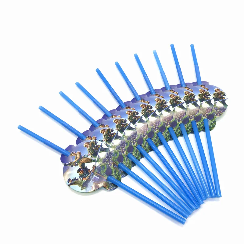 50Pcs/80pcs Disposable Plate Straws Print Multi-style Castle Game Eat ...