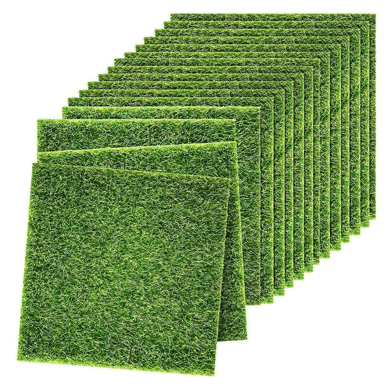 15 Pieces Of Artificial Grass Garden Lawn Miniature Decoration ...