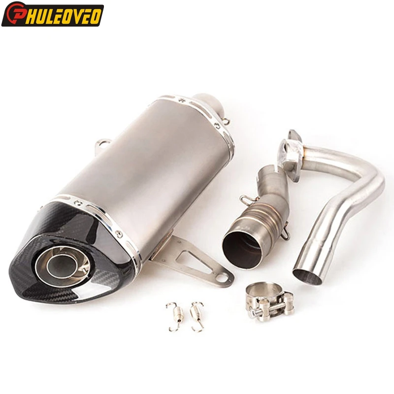 Motorcycle Exhaust System With Header Collector Muffler Front Link Pipe ...
