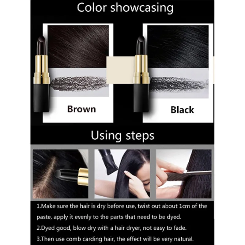 One-Time Hair dye Instant Gray Root Coverage Hair Color Modify Cream ...