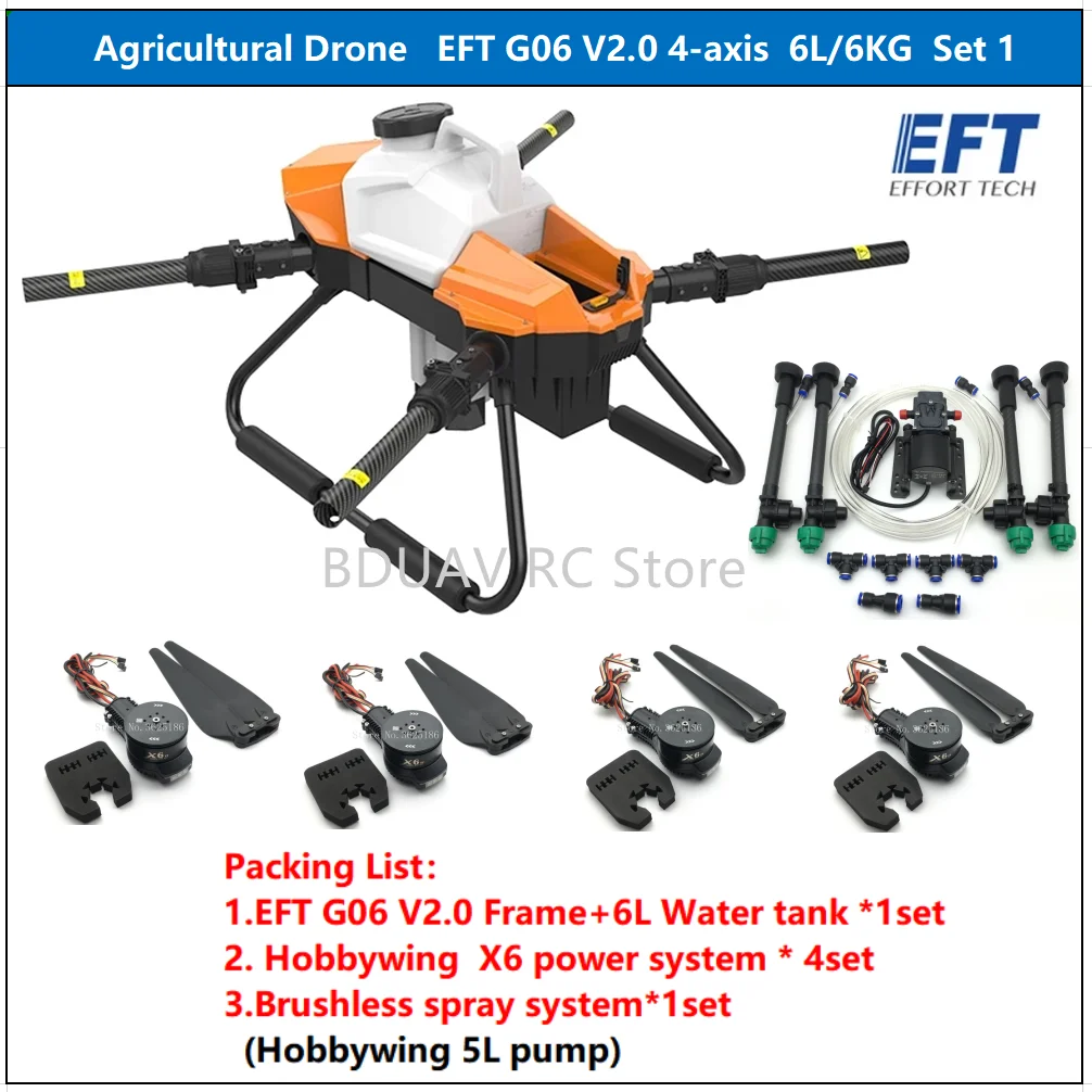 EFT G06 V2.0 Agricultural Spray Drone Frame Four axis 6L 6KG Wheelbase ...