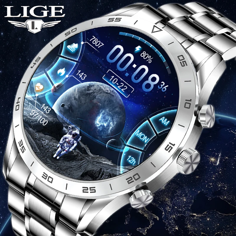 LIGE reloj inteligente para hombre, accesorio de pulsera resistente al agua IP68 con pantalla HD ...