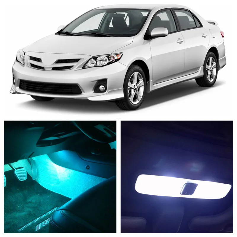 9Pcs Ice Blue White LED Lights Interior Package Kit For Toyota Corolla ...