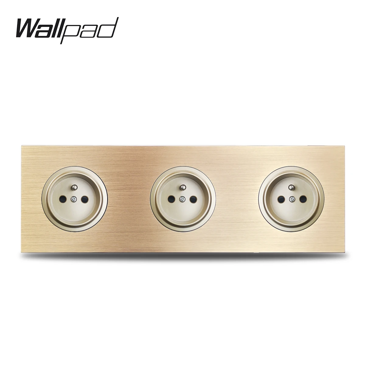 Wallpad L6 Gold Triple French Electric Power Outlet Wall Socket 3 Gang ...