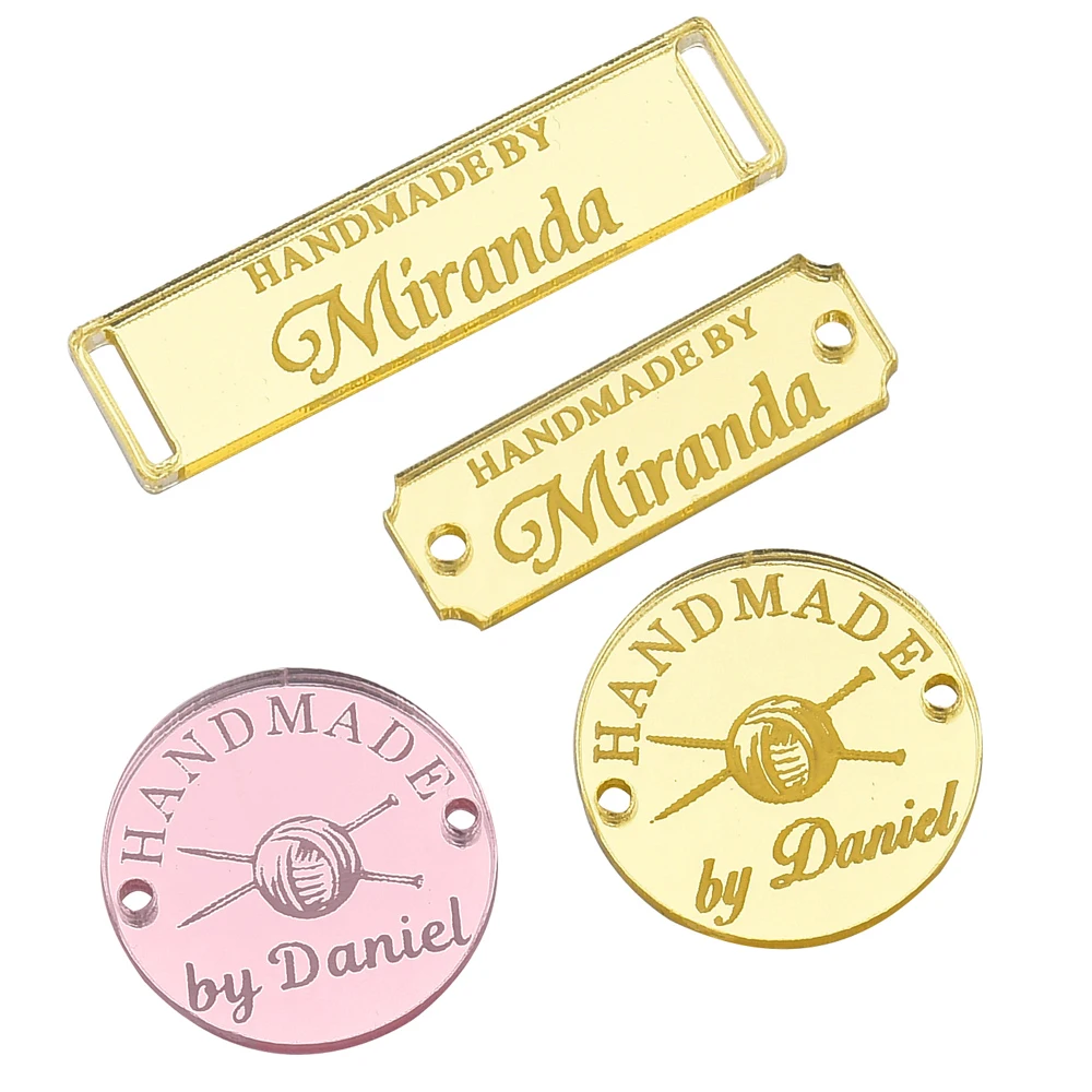 Personalized Engraved Acrylic Clothing Labels Handmade Tags Knitted ...