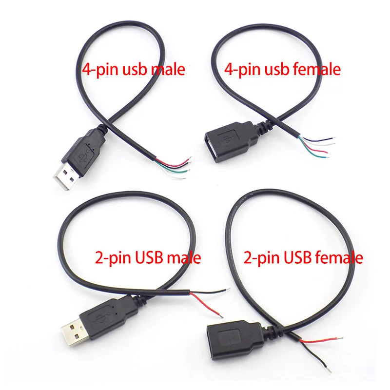 0.3m/1m/2m Power Supply Cable 2 Pin Usb 2.0 Female Male 4 Pin Wire Jack ...