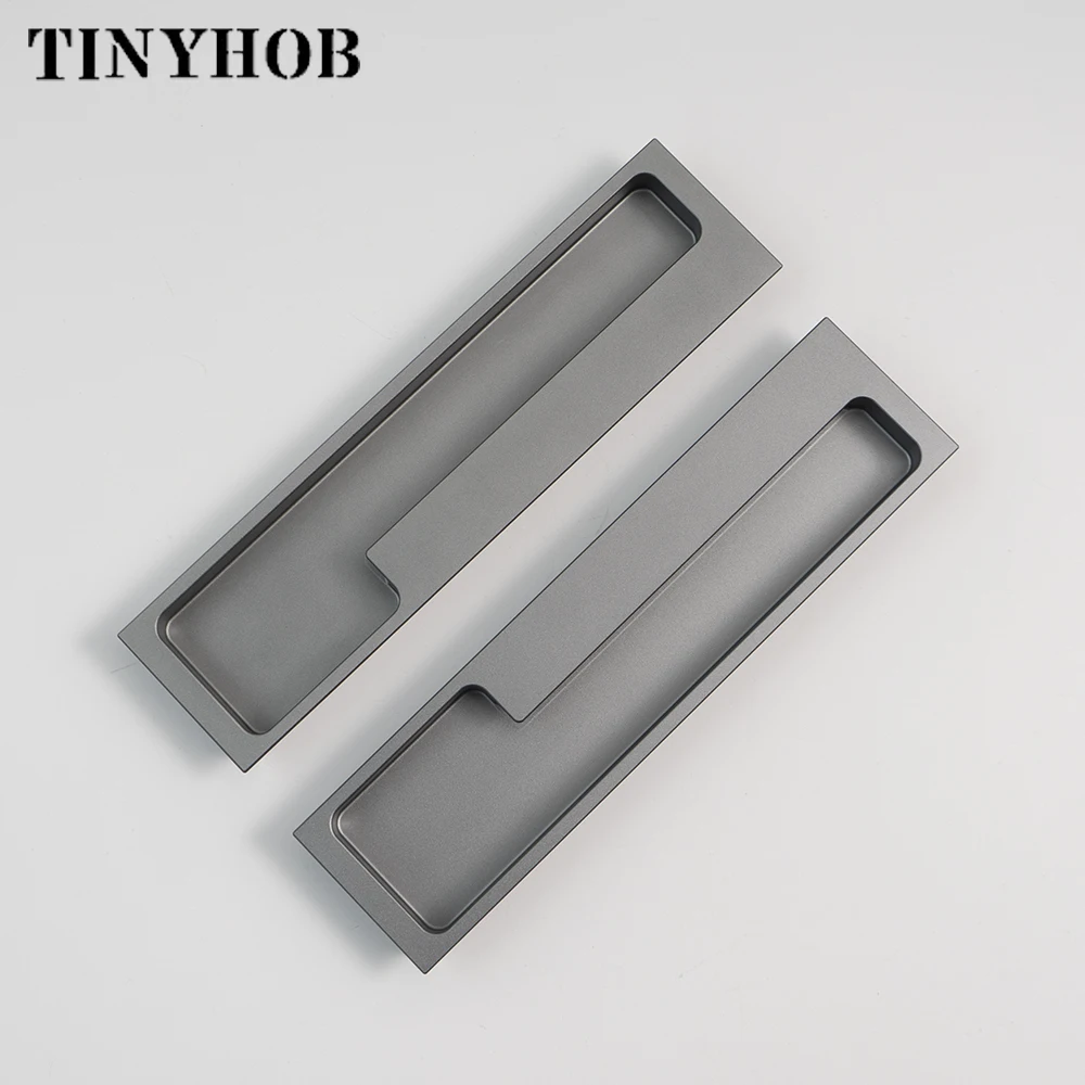 15.75" Black/gray/embedded Stealth Door Handle Slotted Drawer Cupboard ...