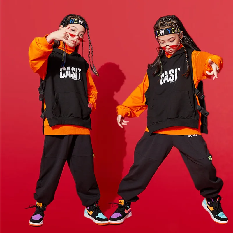 Kids Hip Hop Clothing Turtleneck Sweatshirt Top Sleeveless Jacket Vest ...