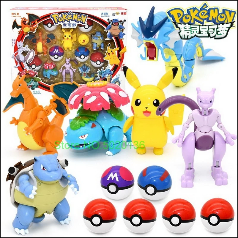 Genuine Pokemon 6 Pcs Set Box Elf Ball Deformation Toys Pocket Monster ...