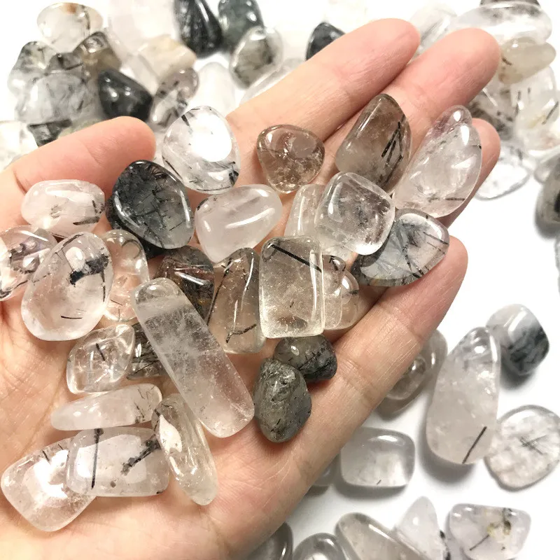 100gNatural Black Quartz Rutilated Stone Tourmaline Gravel Rock Crystal ...
