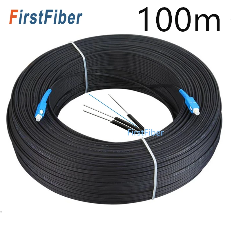 100m FTTH Fiber Optic Drop Cable SC UPC Single Mode Simplex LC Outdoor ...