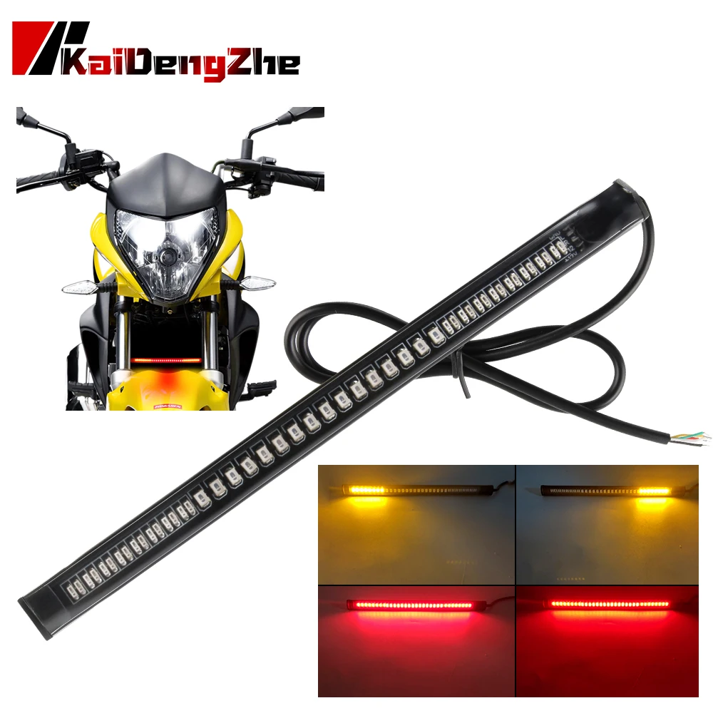 48 LED Motorcycle Soft Rubber Light Bar Tail Light Brake Light Signal ...