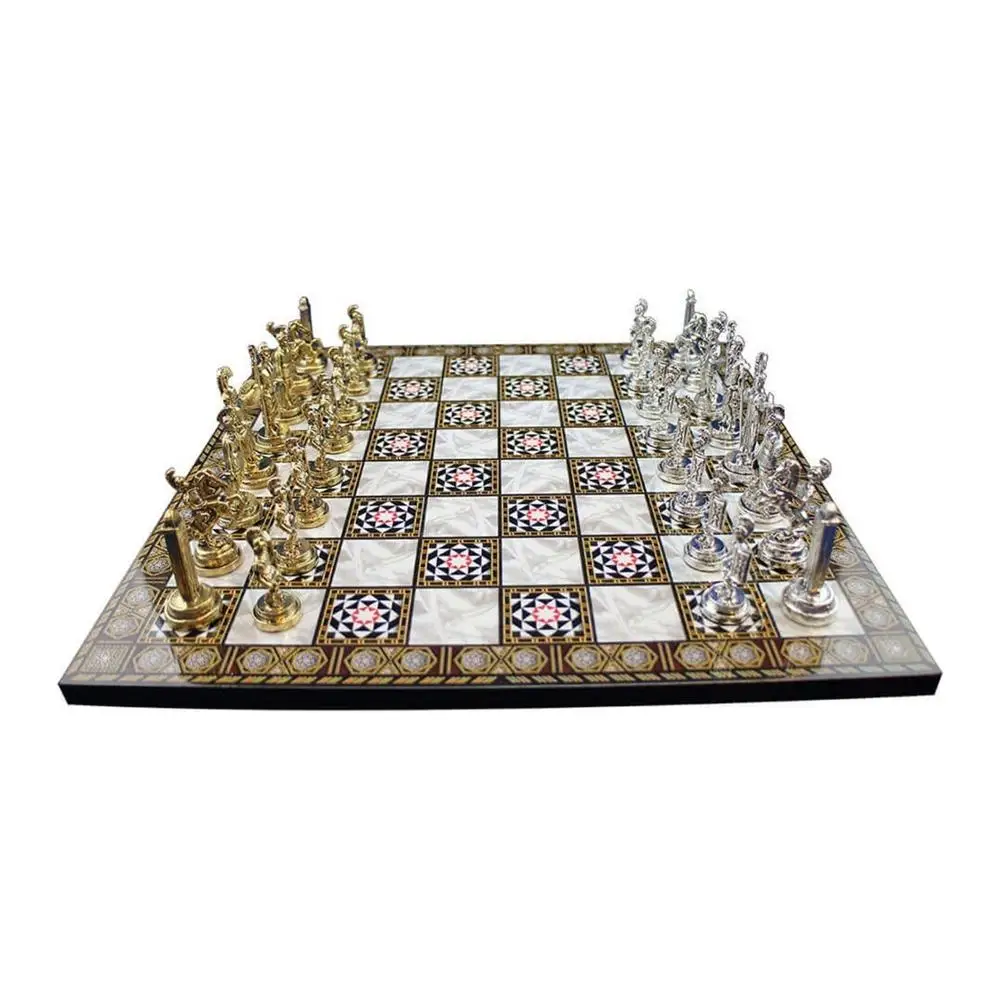Metal Roman Chess Set and Mother of Pearl Board Luxury & Classy Product ...
