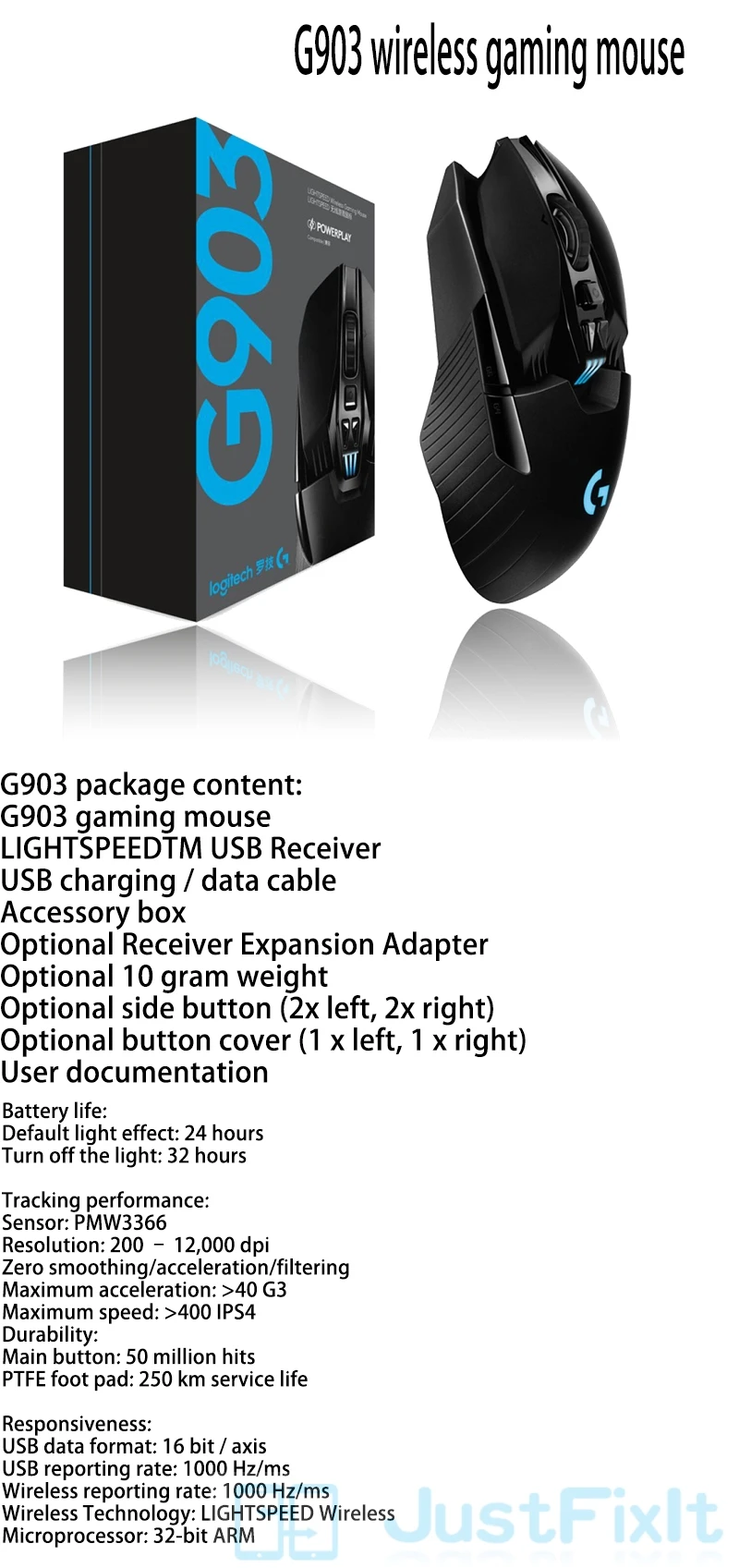 Logitech GPRO G502 G903 G703 G304 เมาส์สำหรับเล่นเกมไร้สาย HERO G402 G300S G102 เมาส์เดสก์ท็อป ...