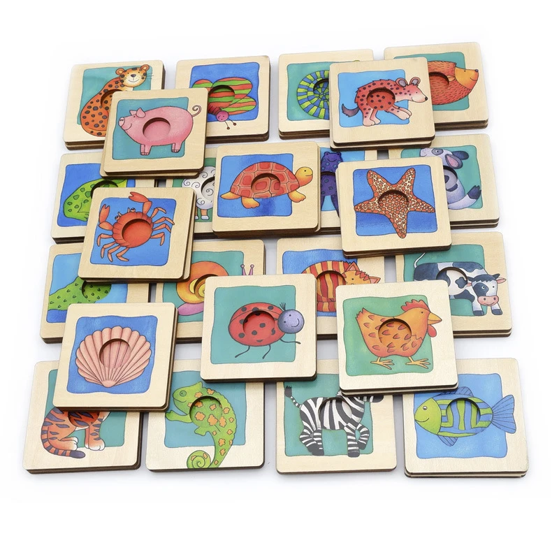 48PCS-Animal-Fur-Pattern-Matching-Board-Puzzle-Montessori-Early ...
