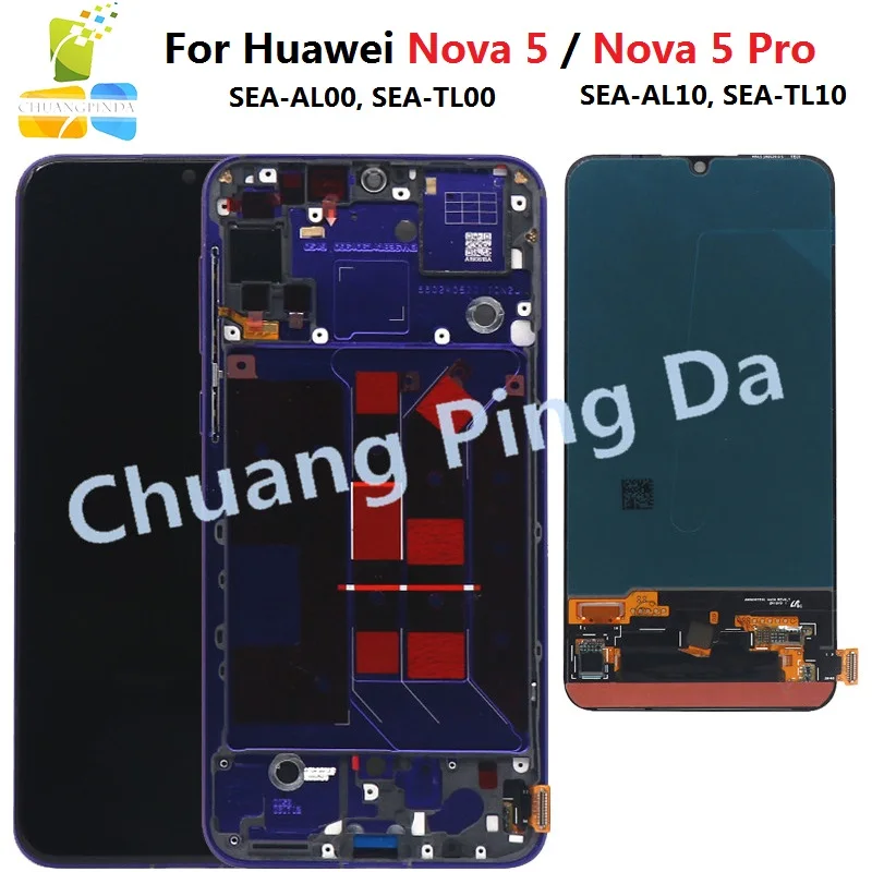 Tela lcd para huawei nova 5, digitalizador com sensor de toque e peça ...