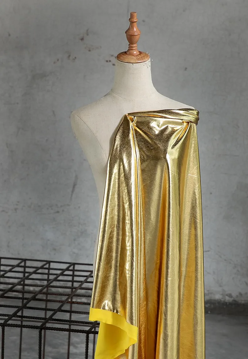 Artificial Leather Soft Mirror Bright Gold Mirror Coated Stretch Knit ...