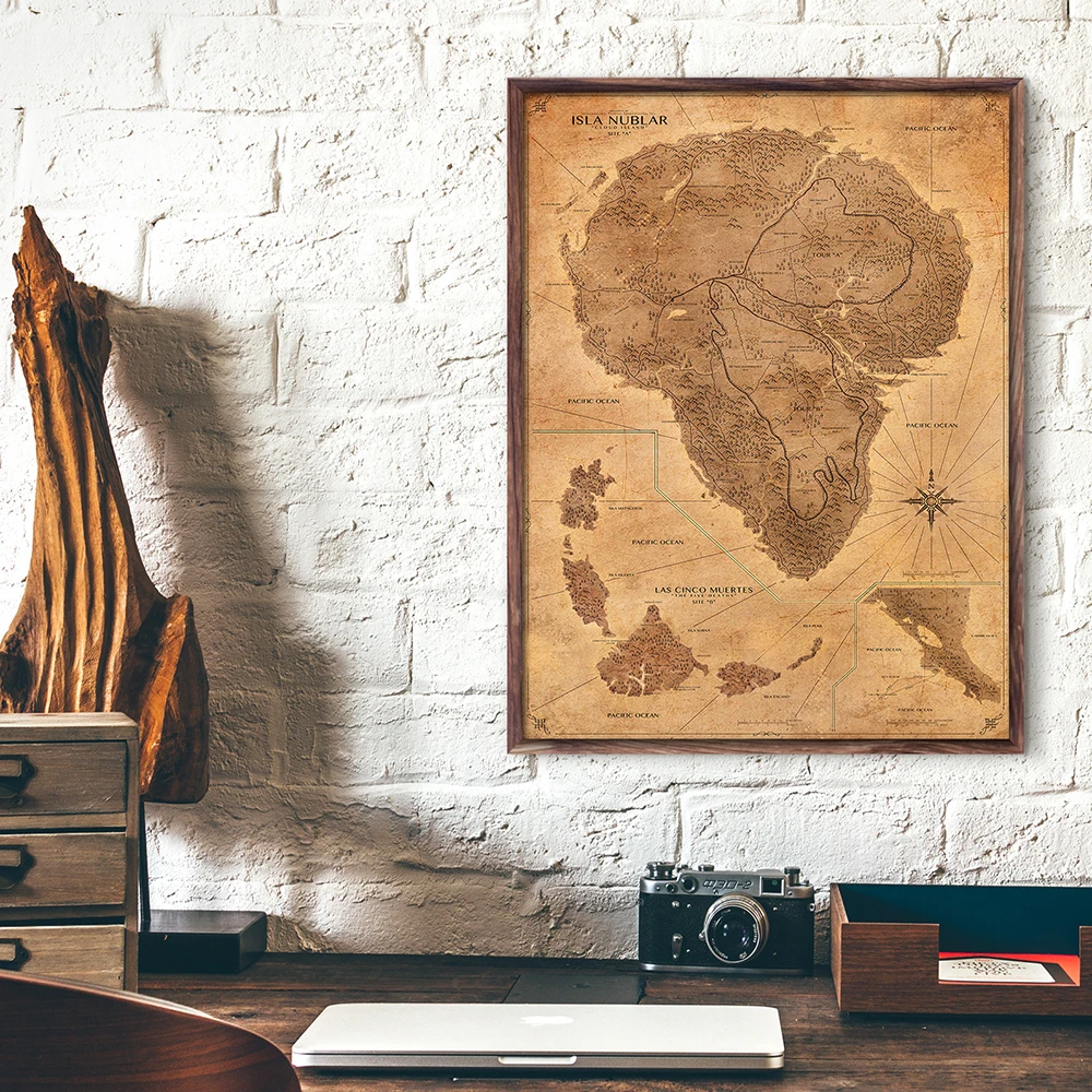 Cuadros-Jurassic-Park-MapPoster-Vintage-duvar-sanat-Retro-tuval-posteri ...