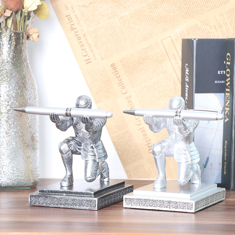 Stainless Steel Pen Holder Knight Soldier Figures Pen Holder Pen Pencil ...