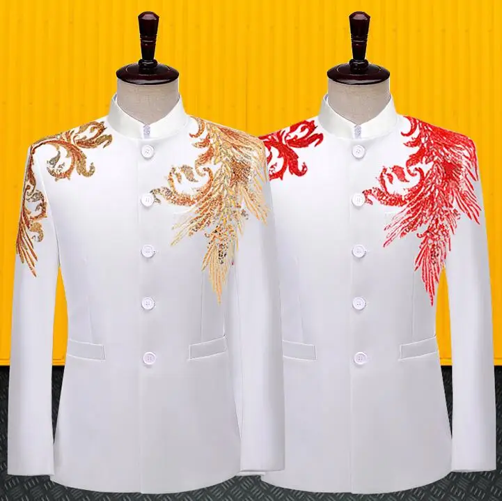 Chinese Style Sequined Tunic for Men - Iiioneshop