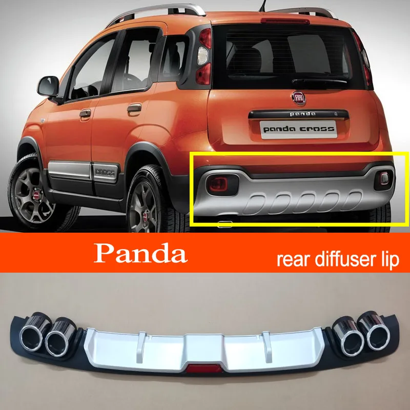Panda-ABS-Plastic-Silver-Black-Car-Rear-Bumper-Rear-Diffuser-Spoiler ...