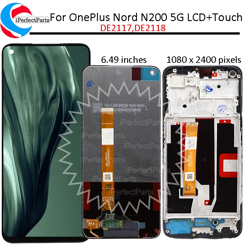 Original For OnePlus Nord N200 5G LCD Display With Frame Touch Panel Screen Digitizer For ...