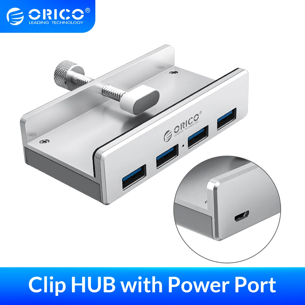 Orico Aluminum 4 Ports Usb 3.0 Clip Hub With Power Supply High Speed ...