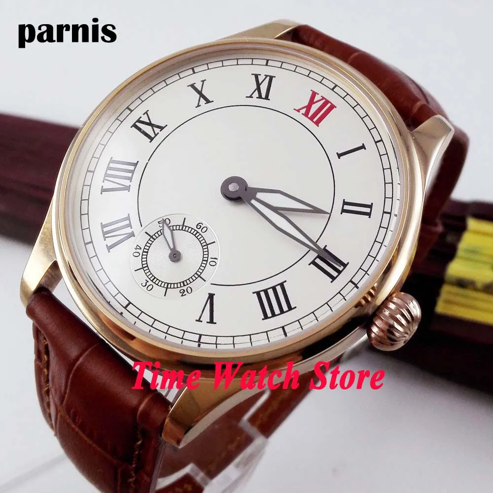 Parnis-44mm-white-dial-Roman-Numerals-luminous-hands-golden-case-6498 ...