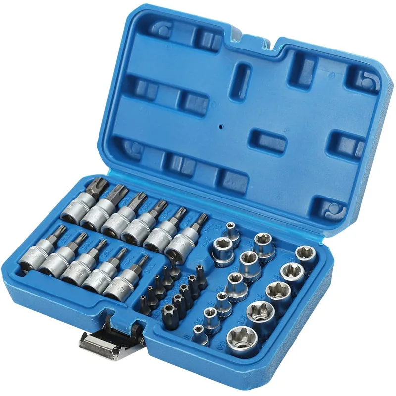 34Pcs-Torx-Star-Sockets-Bit-Set-Male-Female-E-Security-Bits-Drive ...