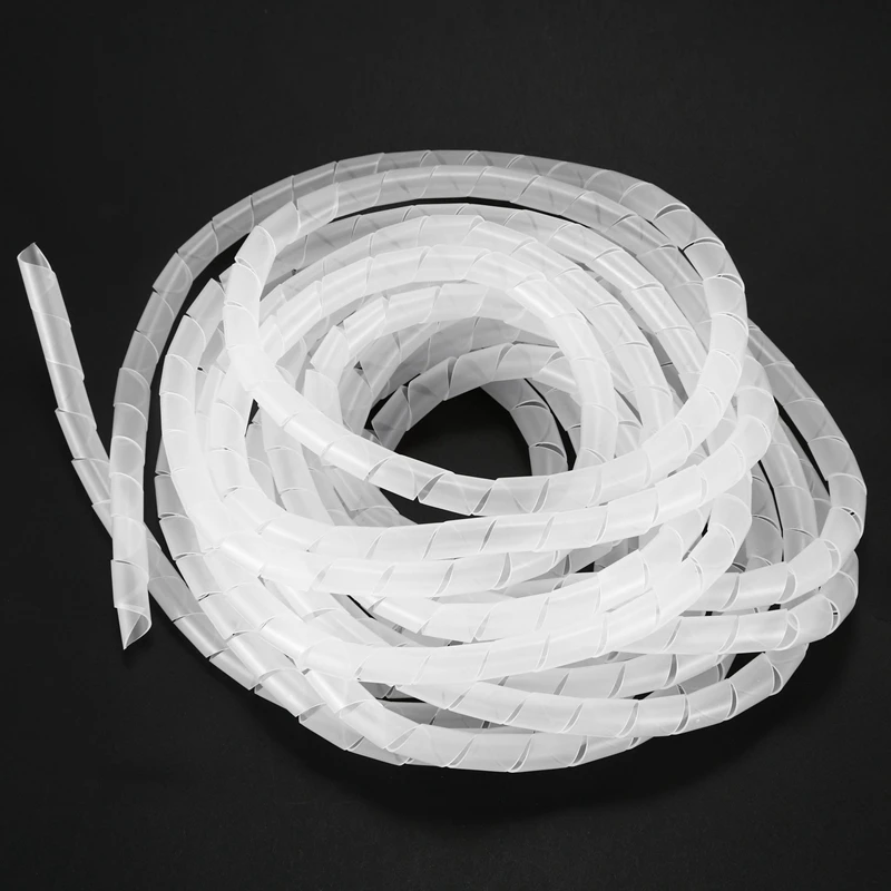 10mm x 6M Helical Hose Tape Wrapping Band Cable Zipper White Organizer ...