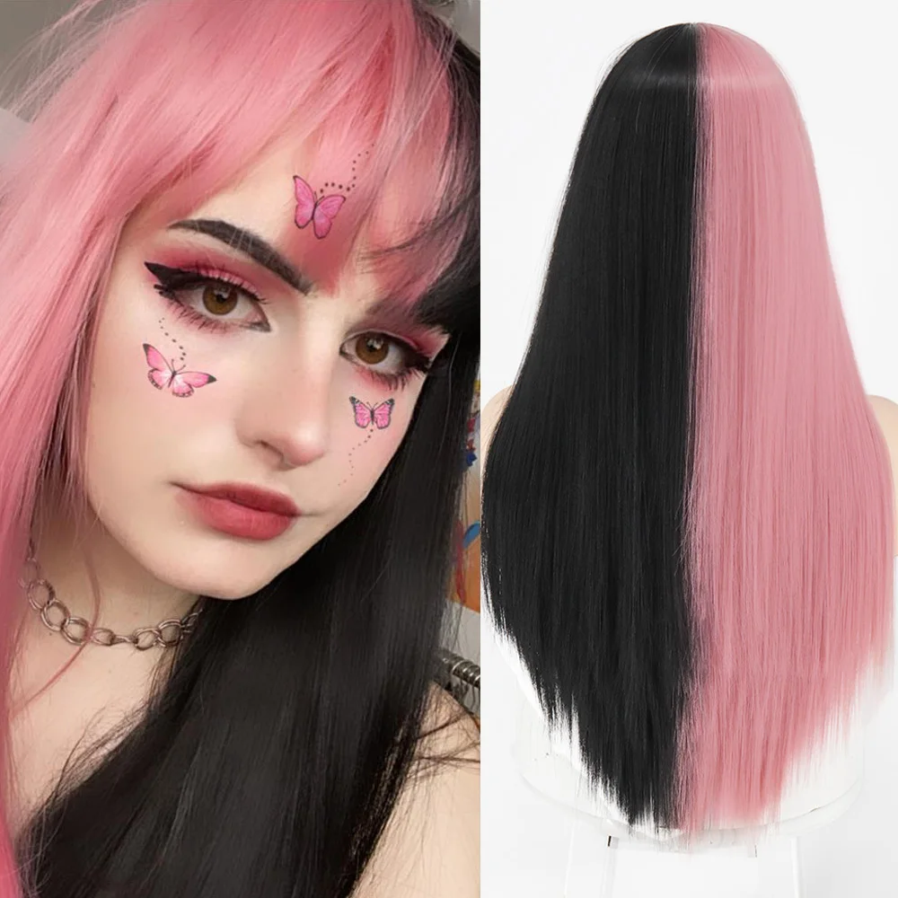 Half Black And Half Pink Hair