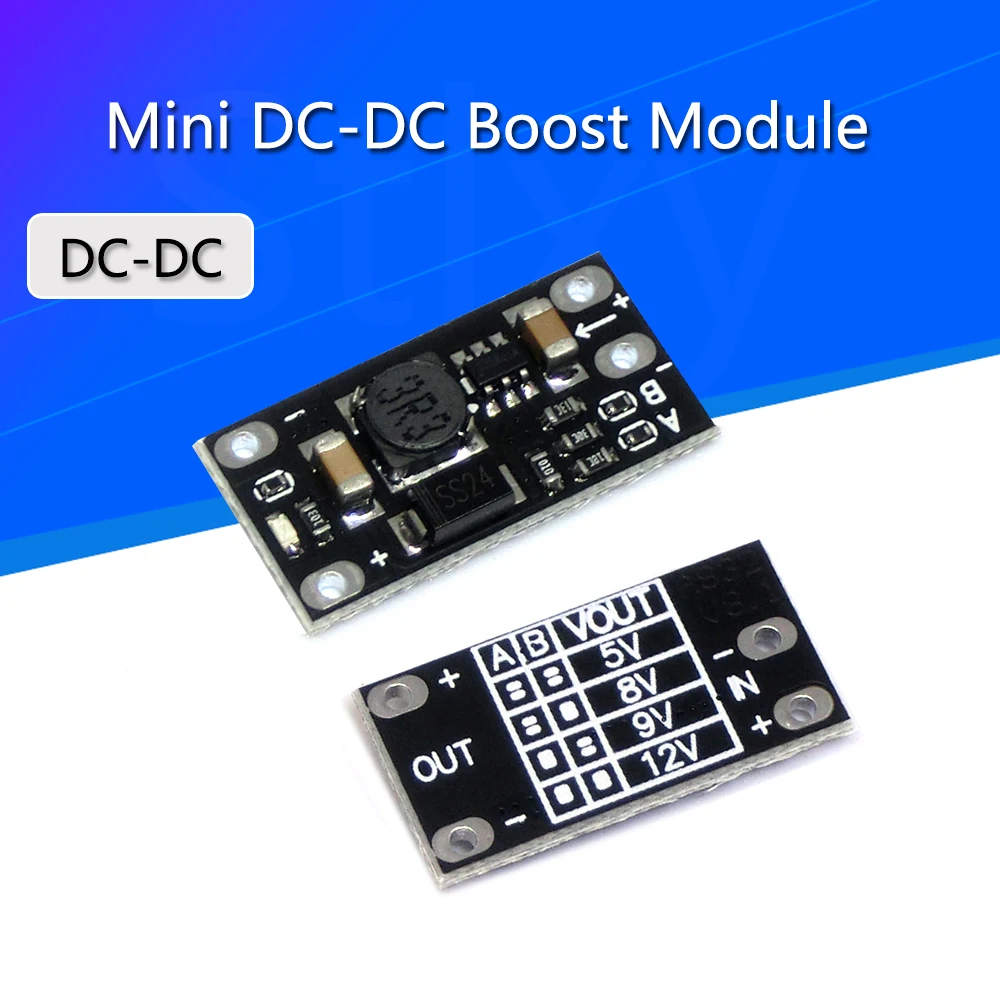미니 DC DC 부스트 스텝 업 컨버터, 전압 조정기 PCB 보드 모듈, 3V, 3.2V, 3.3V, 3.7V, 5V, 9V 12V, 5V, 8V, 9V 설정 가능|전압 ...