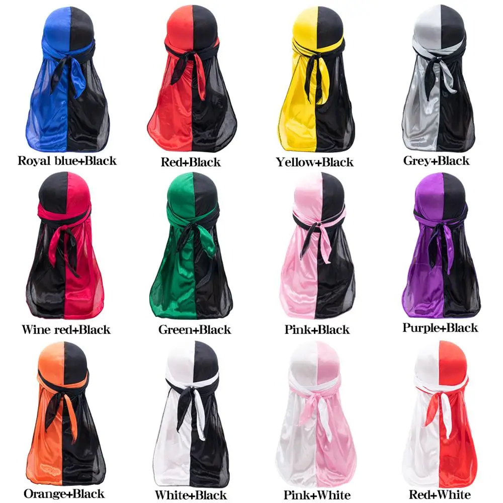 New-Adult-Fashion-Stitching-Two-color-Durag-Hair-Accessories-Silk-Durag ...