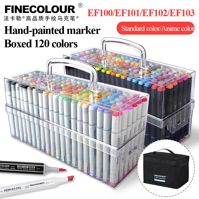 Finecolour-Markers-120-Colors-Set-Sketch-Art-Marker-Pen-Double-Tips ...