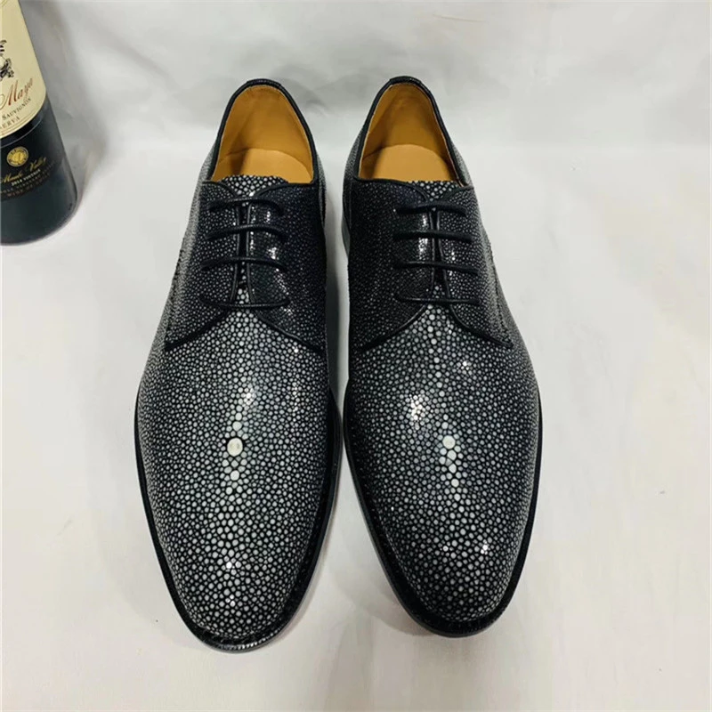 Handmade Authentic Stingray Skin Businessmen Formal Dress Shoes Genuine ...