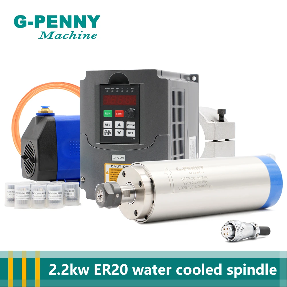 G-penny 2.2kw Er20 Water Cooled Spindle Kit Cnc Spindle Motor 4 ...