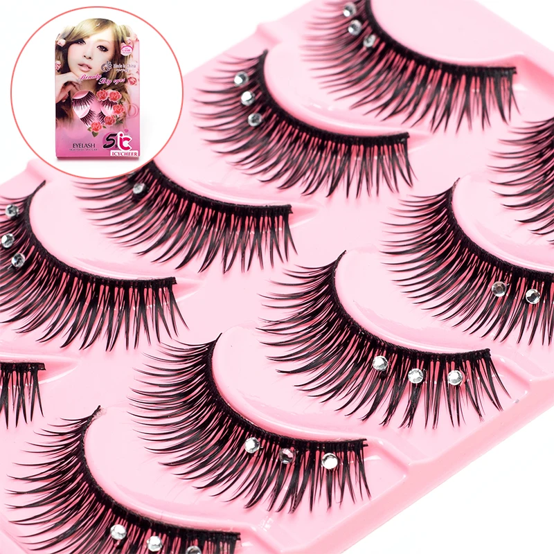 5pairs Mink Hair False Eyelashes Natural Eyelash With Sparkling ...