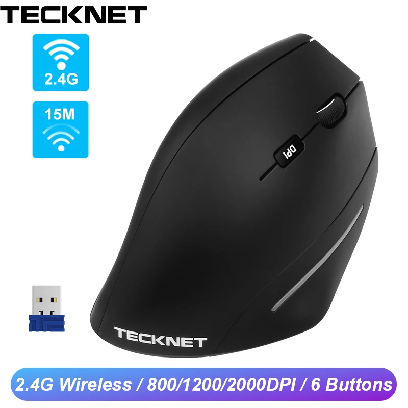Tecknet 2.4g Ergonomics Vertical Wireless Mouse 6 Buttons Optical Mouse ...