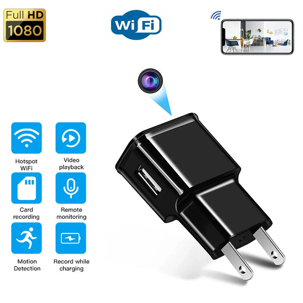 Caméra miniature,Mini caméra de Surveillance wifi 1080p, prise d ...