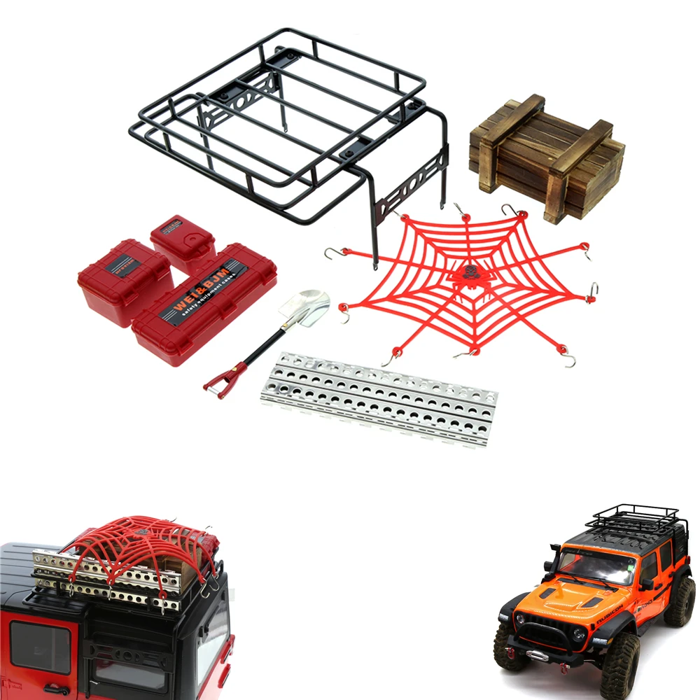 RC Car Decoration Roof Rack Luggage Net Wooden Box Simulation Shovel ...