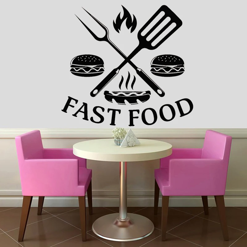 Restaurant-Wall-Sticker-Hamburger-Delicious-Food-Decal-Fast-Food-Shop ...