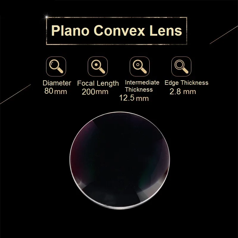 Plano Convex Lens Diameter 80mm K9 Optical Glass Lens Focal Length ...