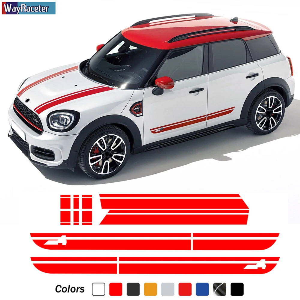 Car Hood Decal Bonnet Band Rear Trunk Body Kit Side Stripes Skirt ...